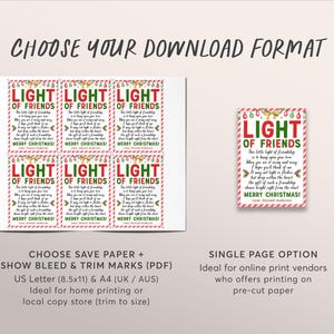 Light of Friends Card Poem Editable Template, Light of Friendship ...