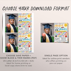 Kindergarten Graduation Party Invitation With Photo Editable Template ...