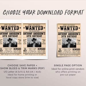 Adult Wanted Poster Invitation With Photo Editable Template, Cowboy ...
