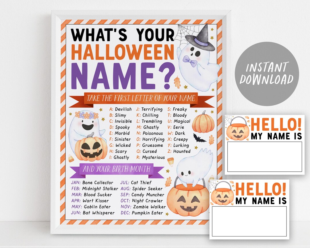 What's Your Halloween Name Game, Spooky Halloween Name Activity With ...