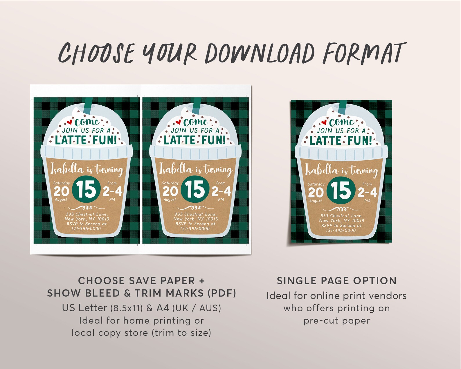 Coffee Birthday Invitation Editable Template Latte Fun - Etsy