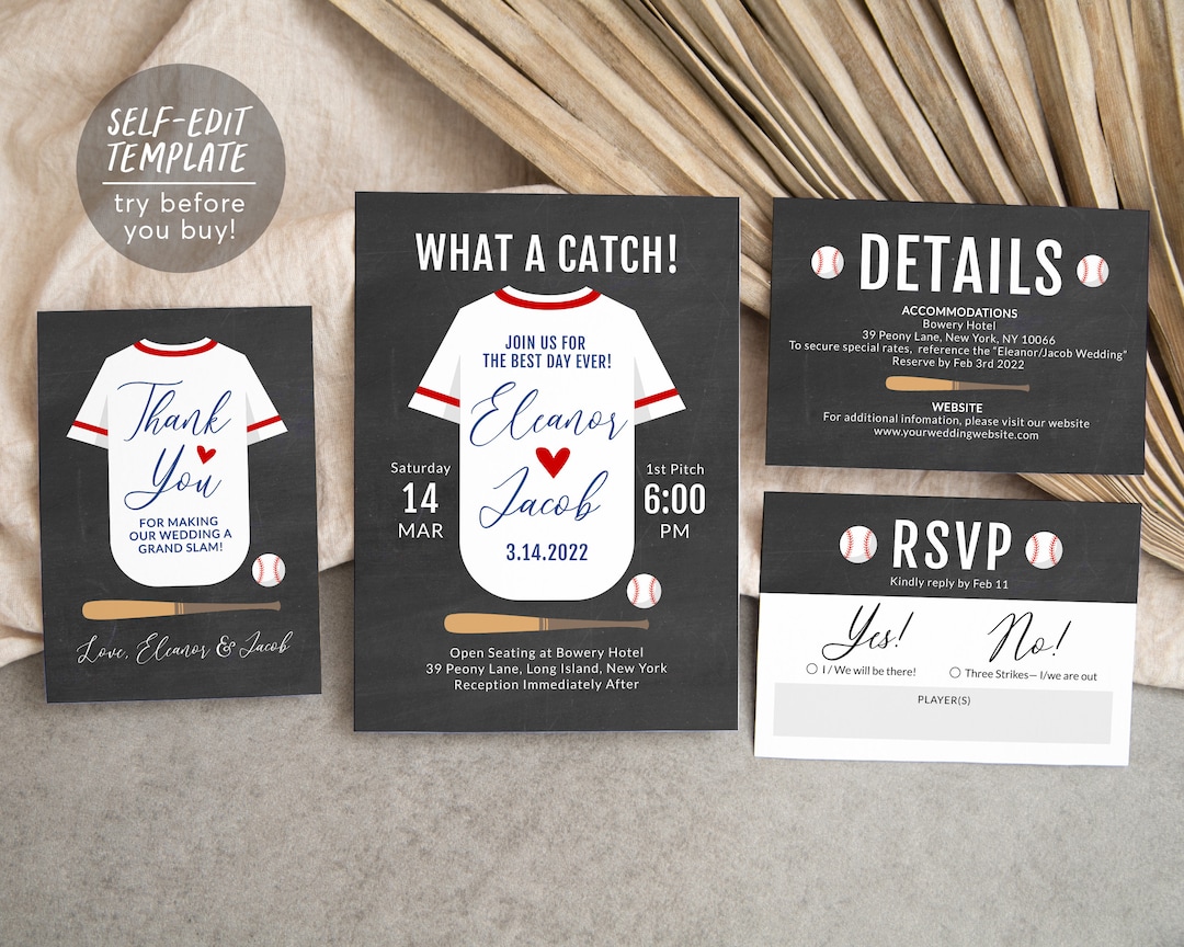 Baseball Wedding Invitation Template, Baseball Theme Wedding, Tailgate ...