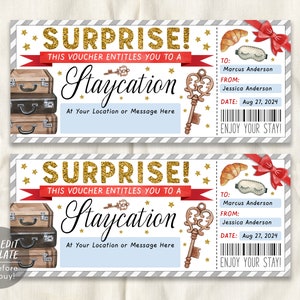Surprise Staycation Voucher Editable Template, Weekend Getaway Hotel ...