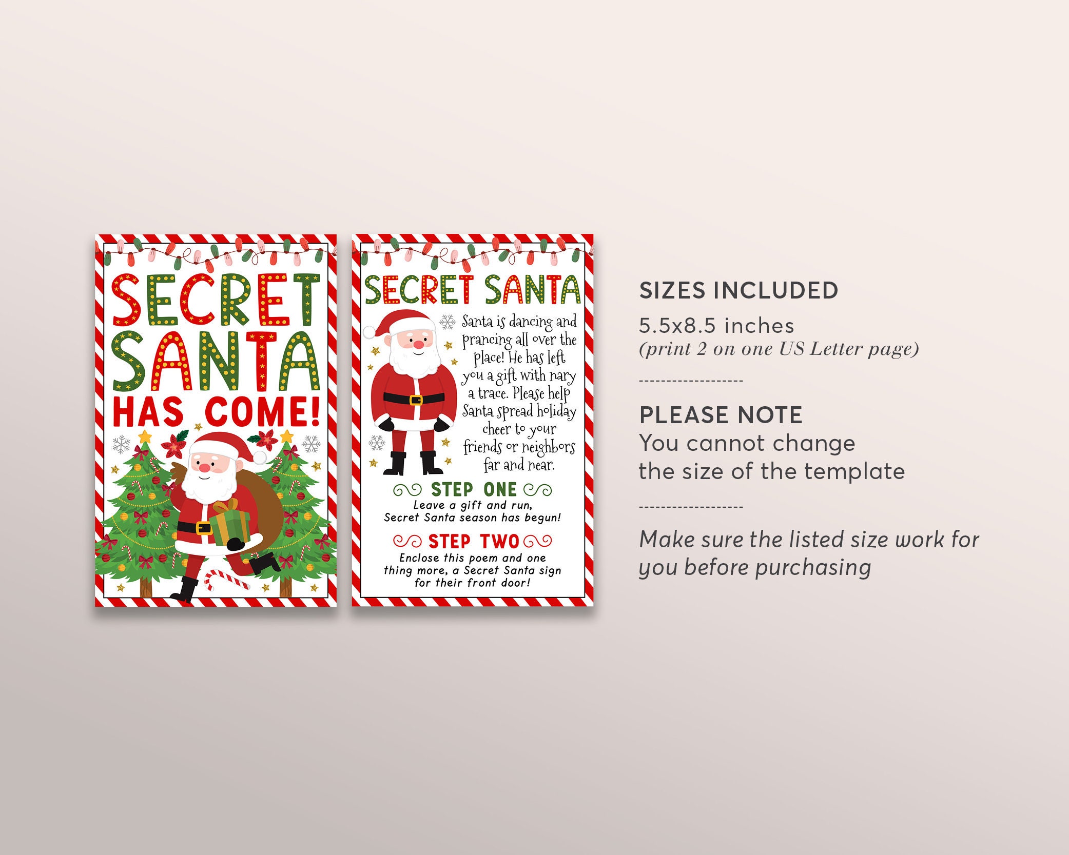 Secret Santa Christmas Game Editable Template, Secret Santa Gift Swap ...