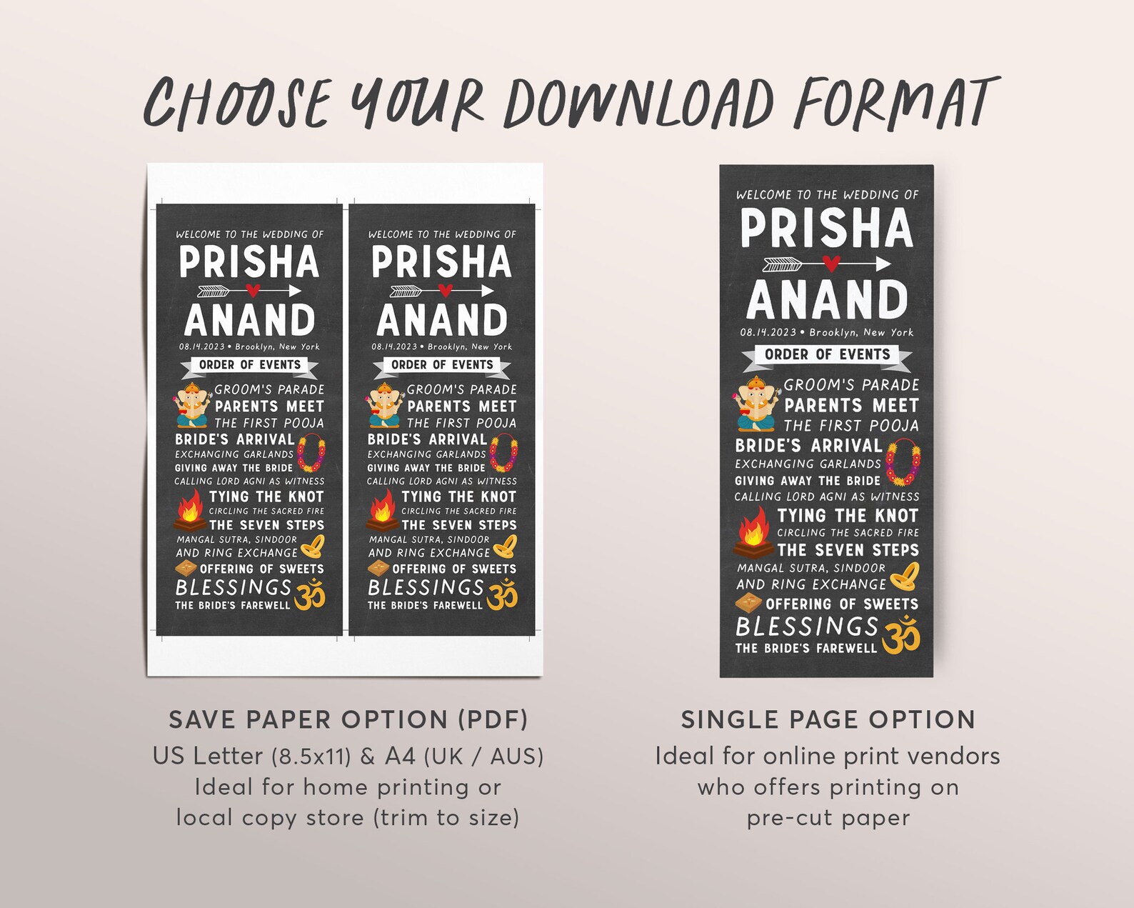 Editable Hindu Ceremony Program Template Long Hindu Order of - Etsy