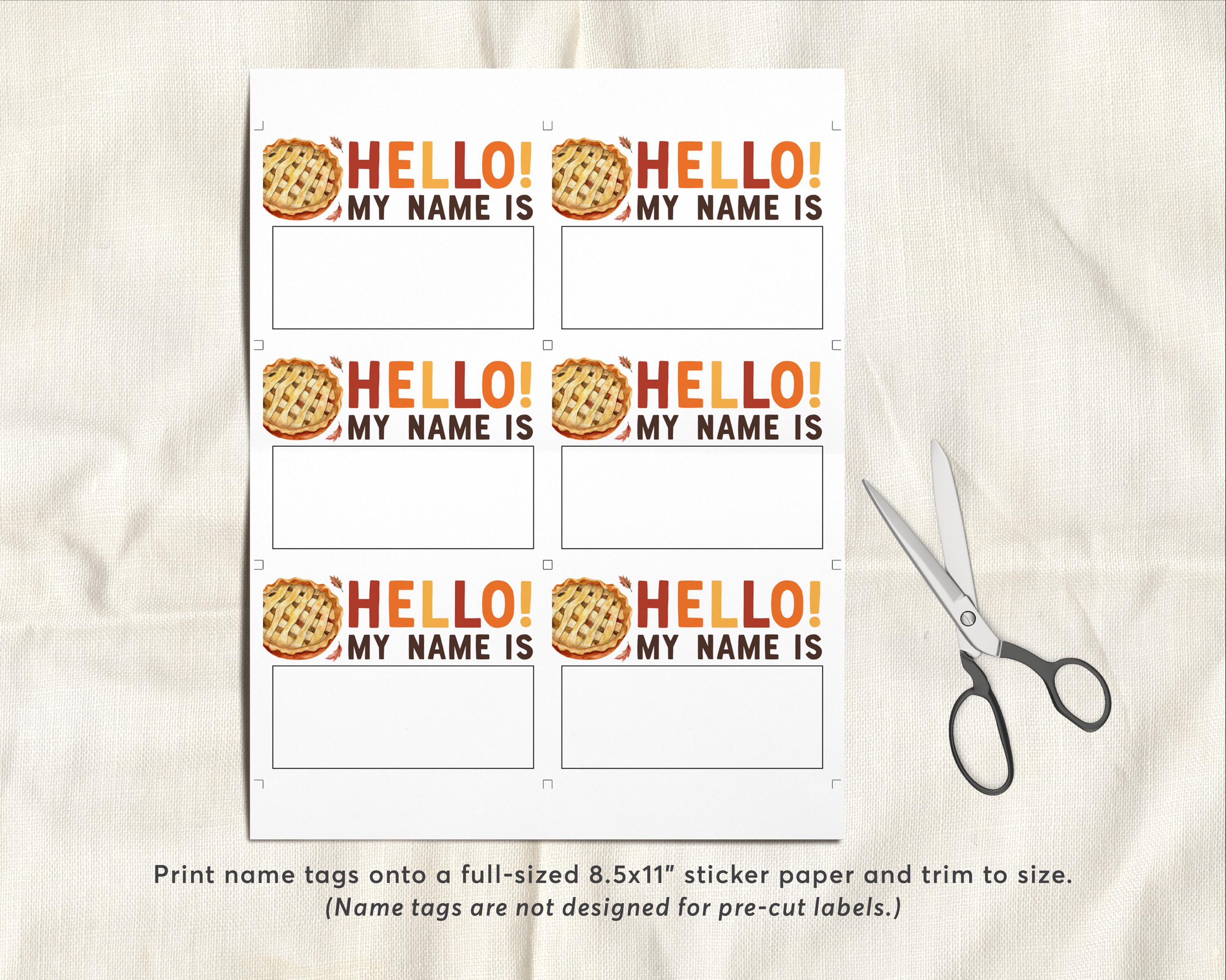 What's Your Pie Name Game With Name Tags and Sign, Fall Thanksgiving ...