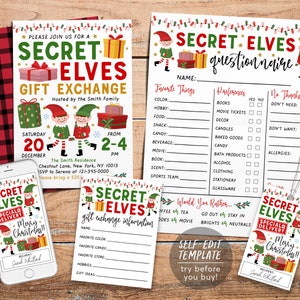 Secret Elves BUNDLE Kit Printable Editable Template, Secret Elf Santa ...