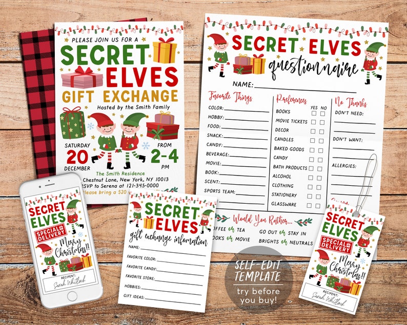 Secret Elves BUNDLE Kit Printable Editable Template Secret - Etsy