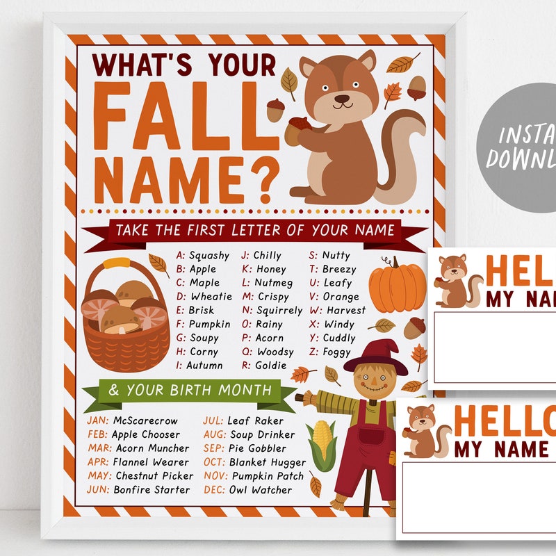 Fall Themed Name Tags - Etsy