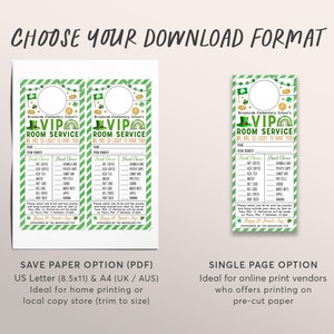 St Patricks Day VIP Room Service Door Hanger Editable Template, Saint ...
