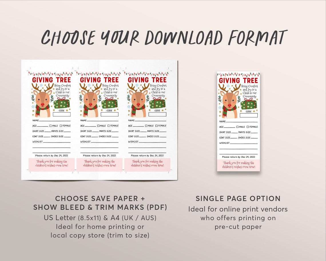 Christmas Giving Tree Gift Tag BUNDLE Editable Template - Etsy