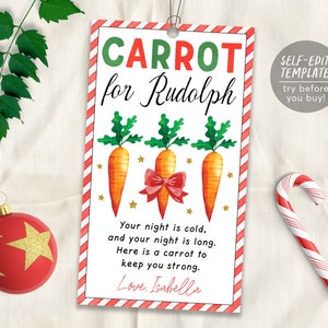 Carrot for Rudolph Tag Editable Template, Christmas Carrots for ...