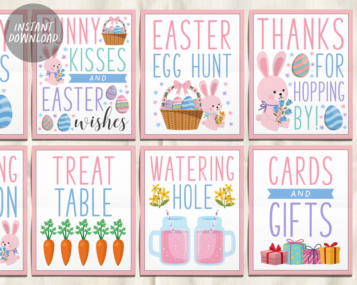 Easter Bunny Spring Signs BUNDLE for Wedding Baby Shower Birthday ...
