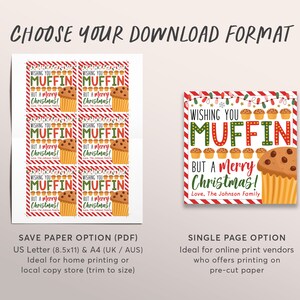Holiday Muffin Gift Tags Editable Template, Wishing You Muffin but A ...