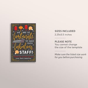 Fortune Cookie Thank You Gift Tags Editable Template, Fabulous Staff ...