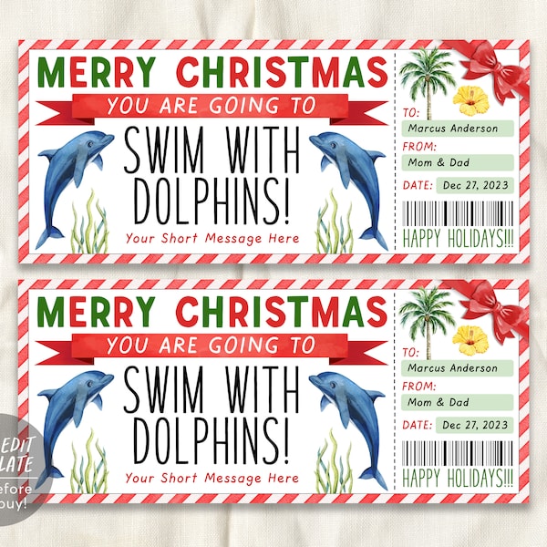 Swim With Dolphin Certificate - Etsy