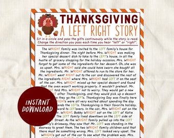 Thanksgiving Left Right Game Left Right Game Thanksgiving - Etsy