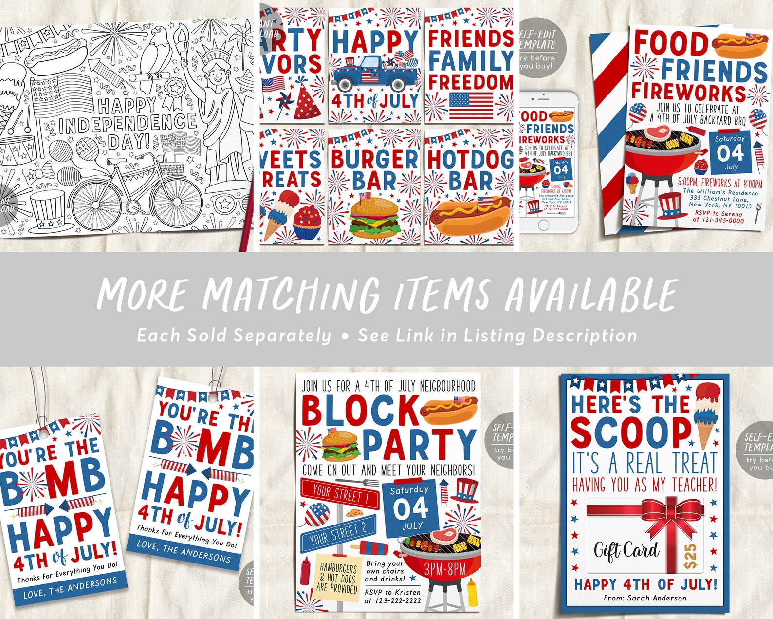 4th of July Coloring Page Placemat for Kids and Adults, Independence ...
