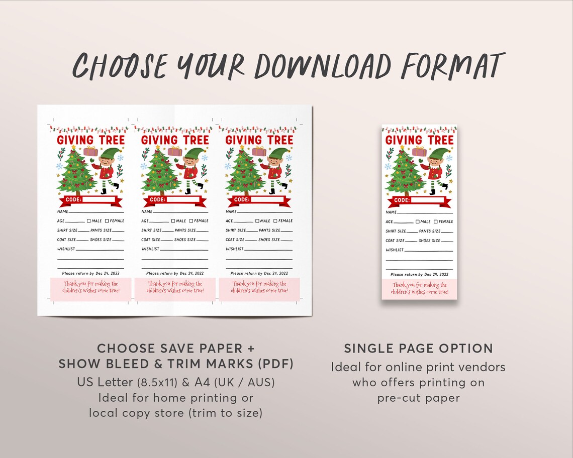 BOY and GIRL Elves Christmas Giving Tree Gift Tag Editable - Etsy