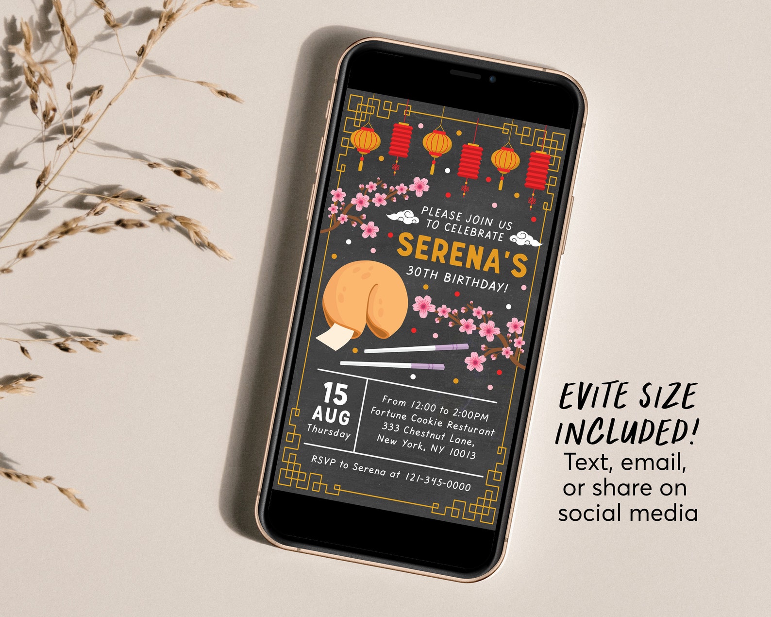 Chinese Restaurant Birthday Invitation Editable Template, Take Away ...