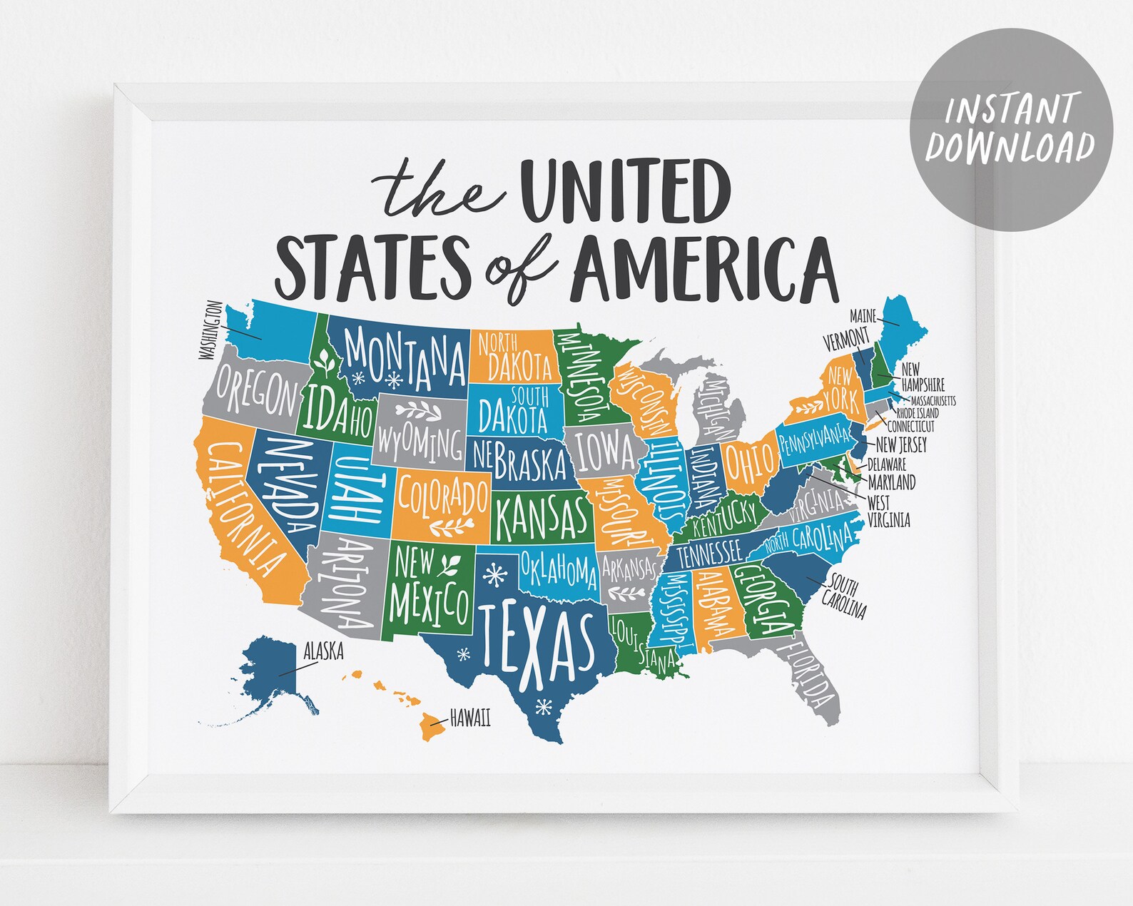 United States of America Map USA Map Wall Art for School - Etsy