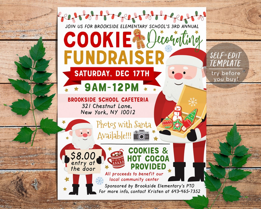 Christmas Cookie Decorating Flyer Editable Template, Holiday Cookie ...