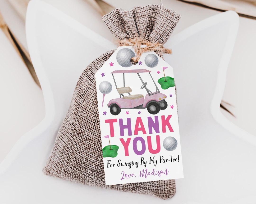 Golf Birthday Party Favor Tags Editable Template, Girl Pink Lets Par ...