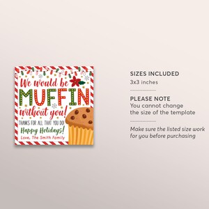 Christmas Muffin Gift Tags Editable Template, We Would Be Muffin ...