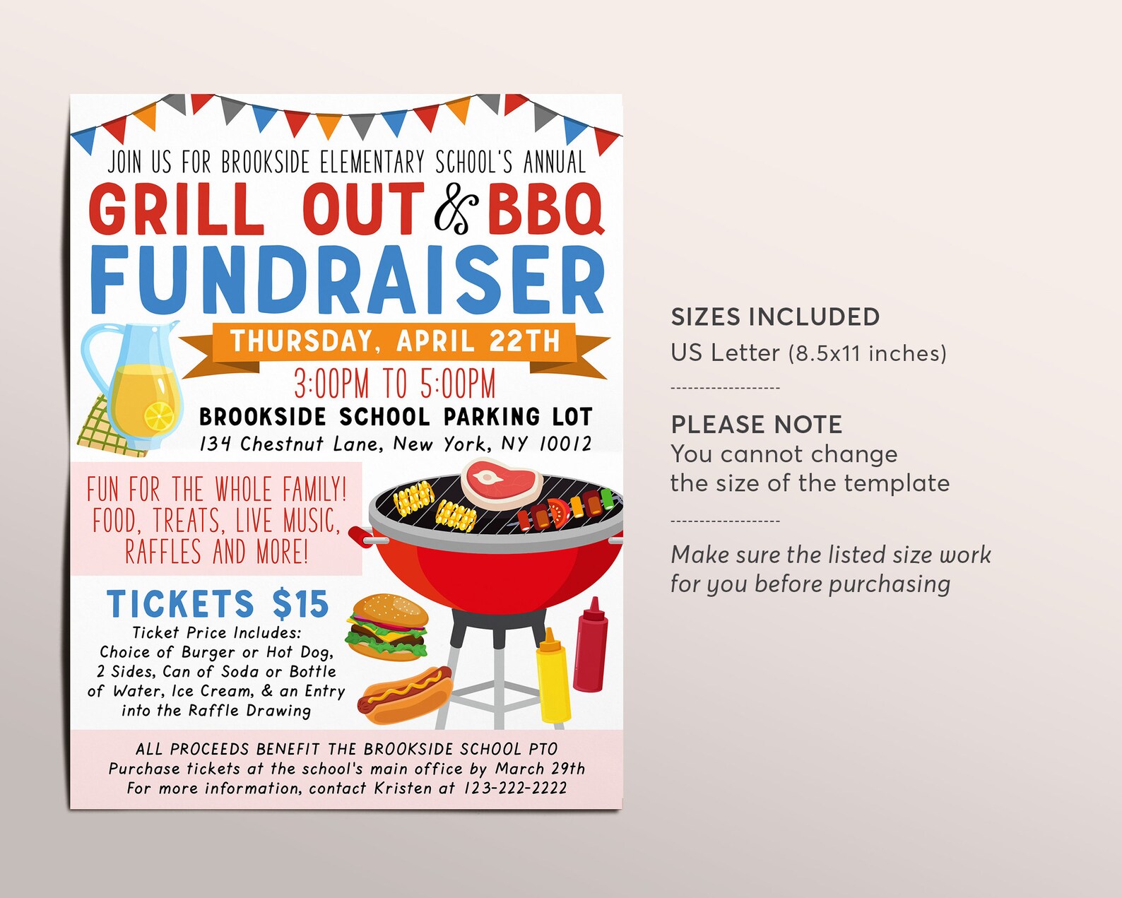 BBQ Grill Out Flyer Editable Template, Family Picnic Barbecue Barbeque ...