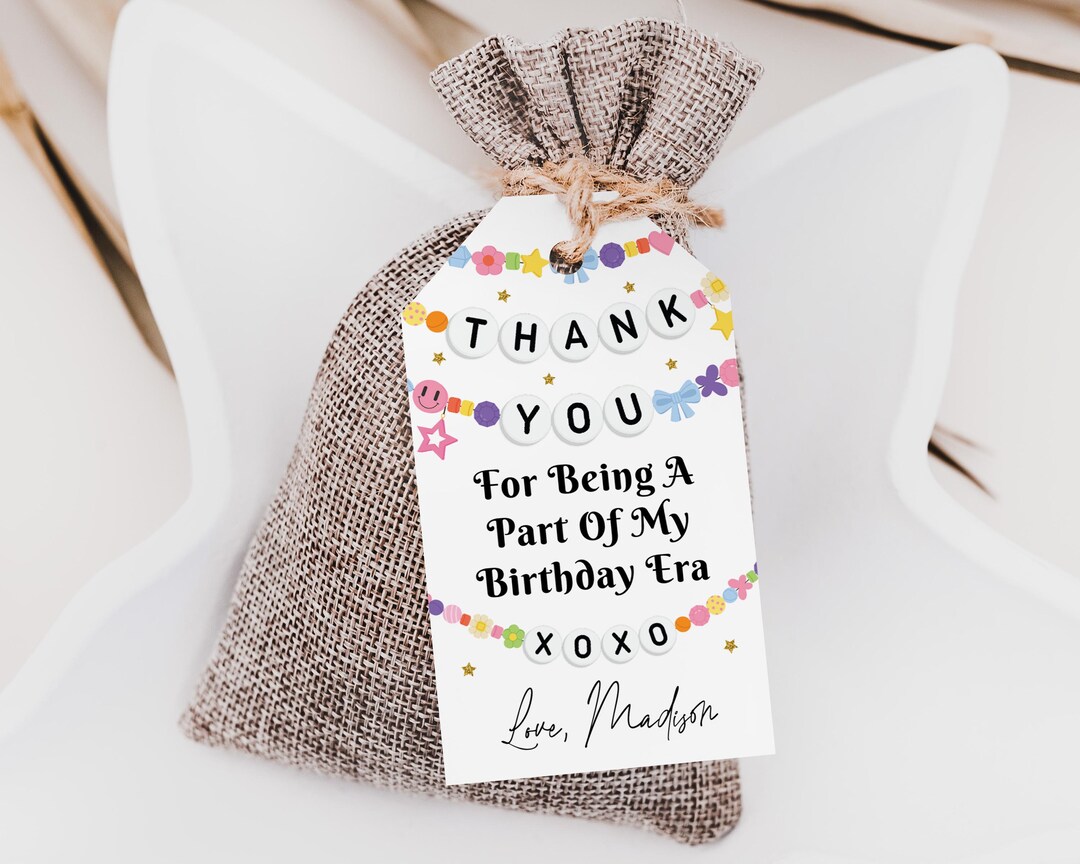 Birthday Era Friendship Bracelet Favor Tags Editable Template, Girl ...