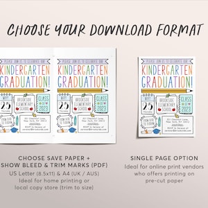 Kindergarten Graduation Invitation Editable Template, Preschool Class ...