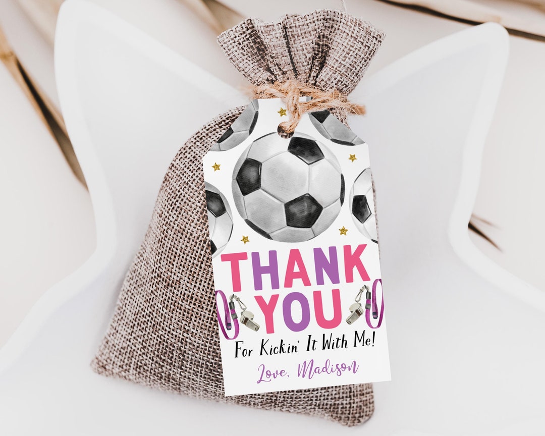 Soccer Birthday Party Favor Tags Editable Template, Girl Pink Soccer ...