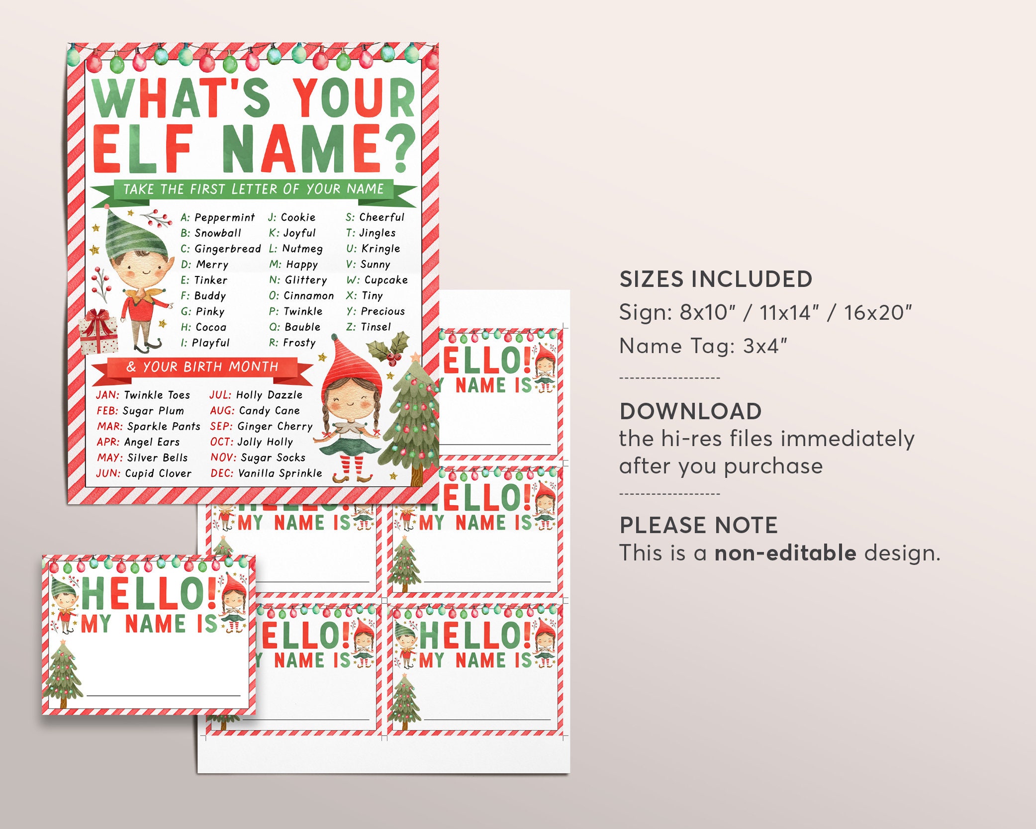 What's Your Elf Name Game, Elves Christmas Party Activity Game With ...