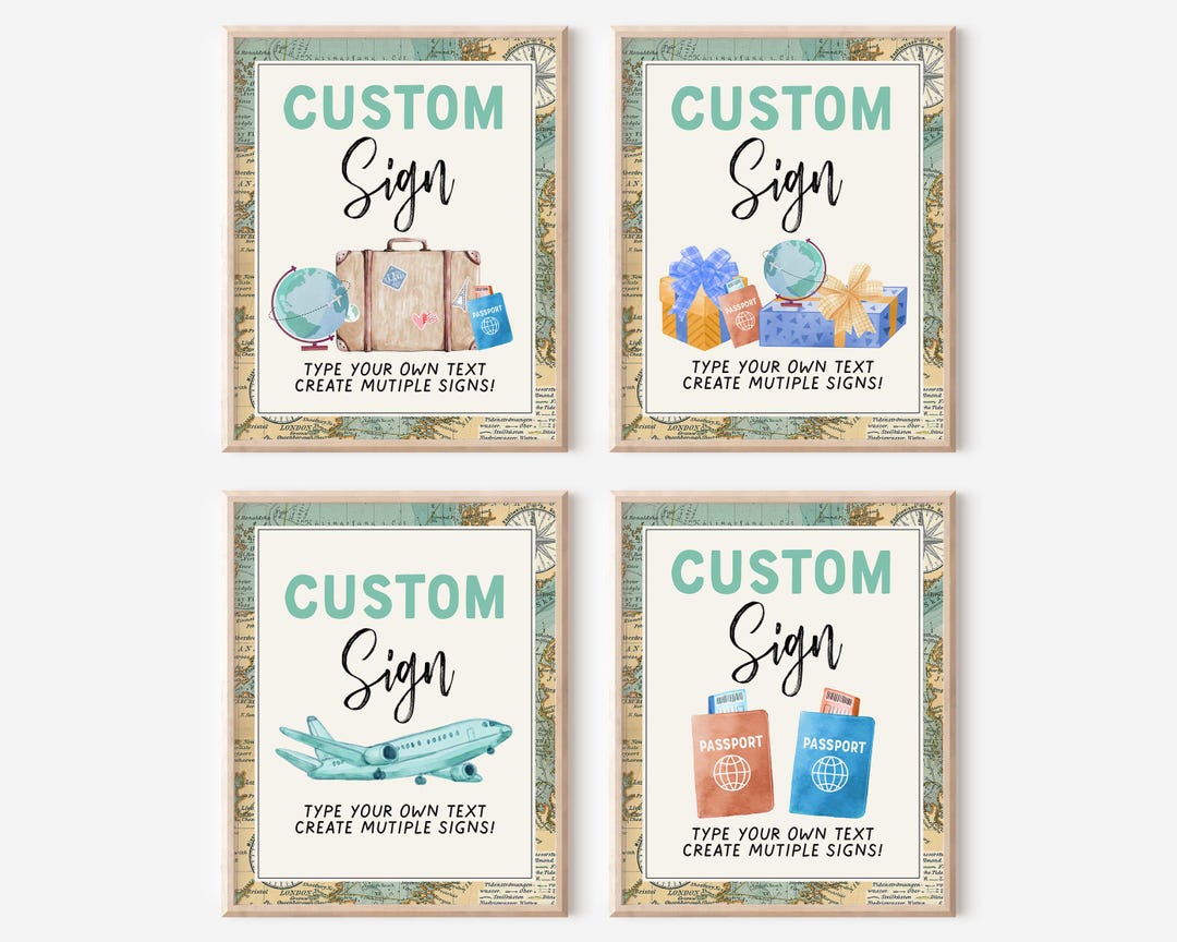Airplane Travel Signs Custom Sign Editable Template, Airline Theme ...