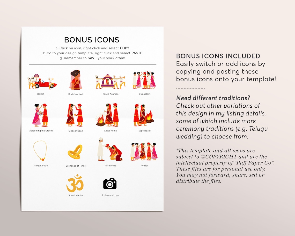 Editable Hindu Ceremony Program Template Hindu Wedding - Etsy