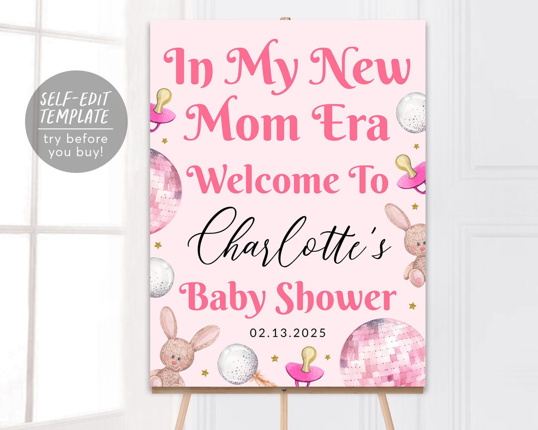 Eras Baby Shower Sign Editable Template, in My New Mom Era Baby ...