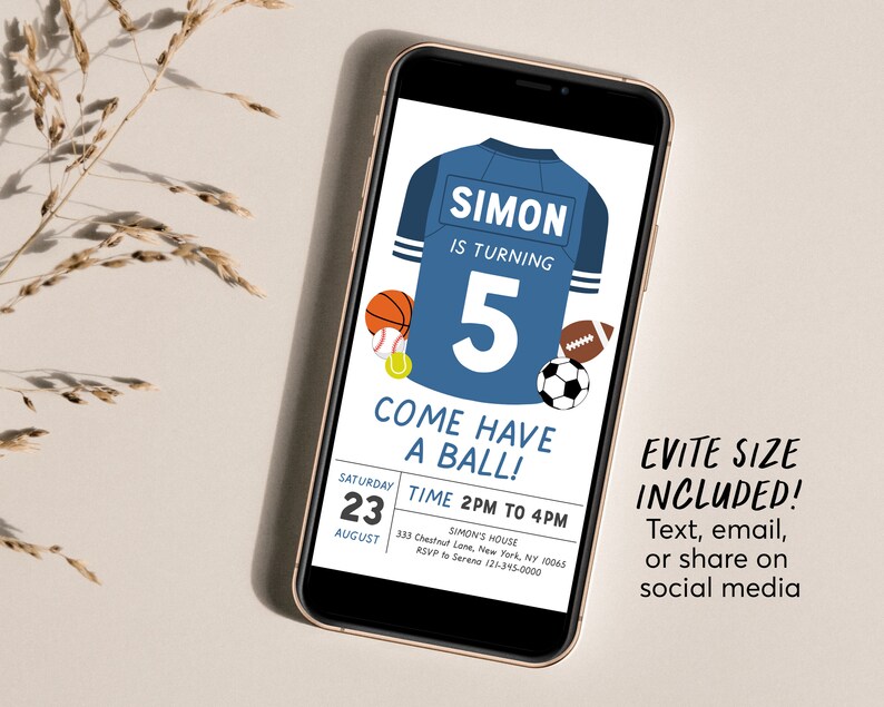 Editable Sports Birthday Invitation Template Sports Theme | Etsy