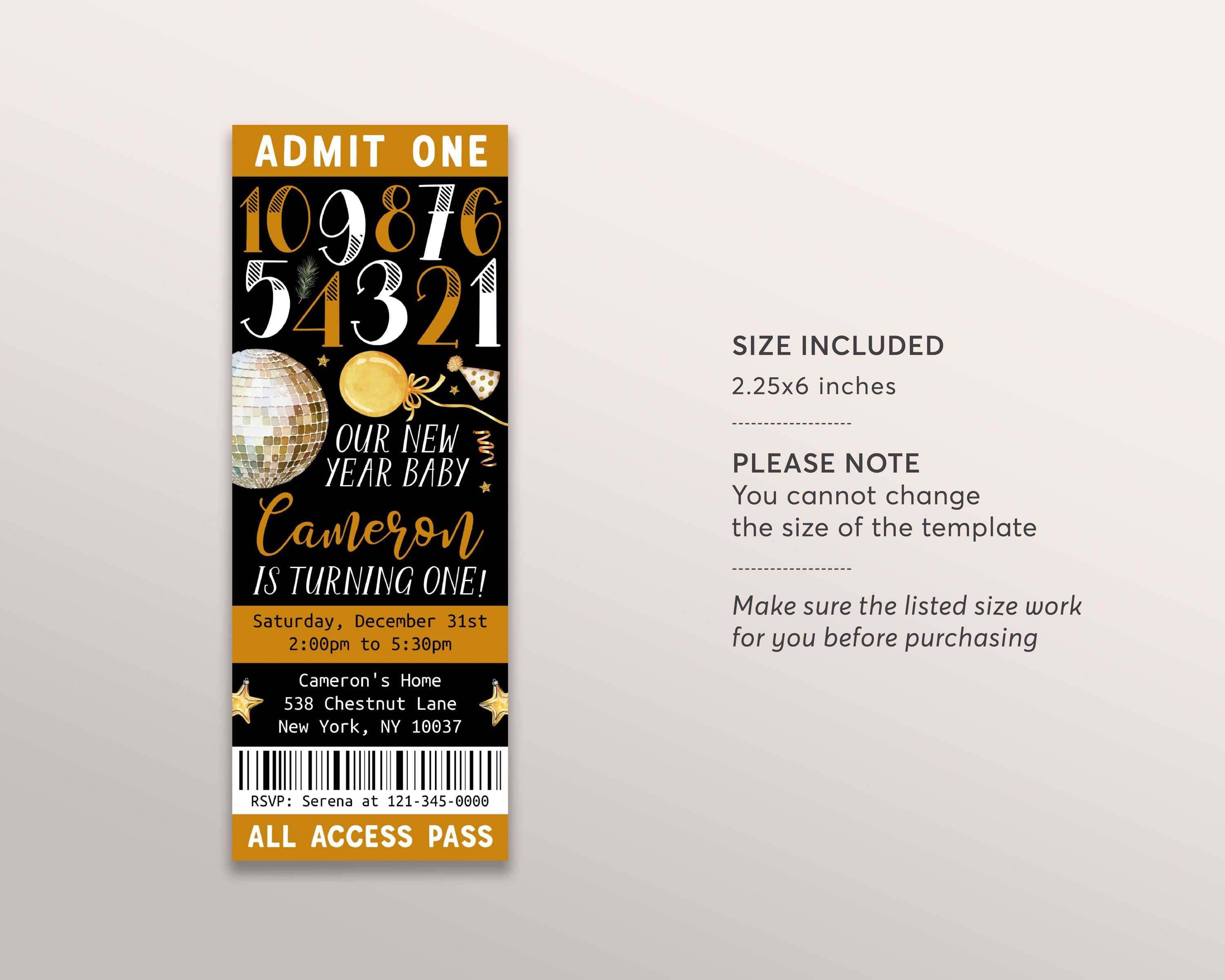 Countdown to One First Birthday Ticket Invitation Editable Template ...