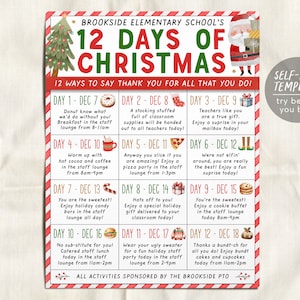 Christmas Holiday Appreciation Flyer Editable Template, 12 Days of ...