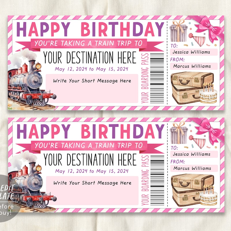 Train Ticket Template - Etsy