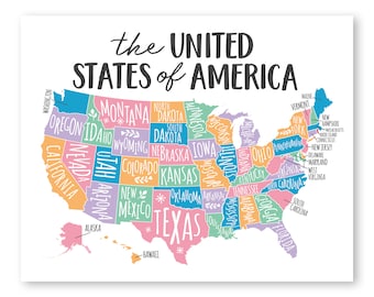 Usa Map Wall Poster | Etsy
