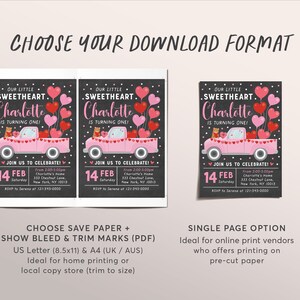 Valentine Birthday Invitation Editable Template, Sweetheart Girl ...
