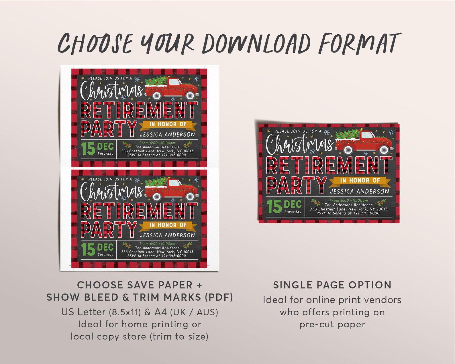 Christmas Retirement Party Invitation Editable Template, Holiday ...