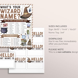 What's Your Wizard Name Game, Magical Wizard Birthday Party Activity ...
