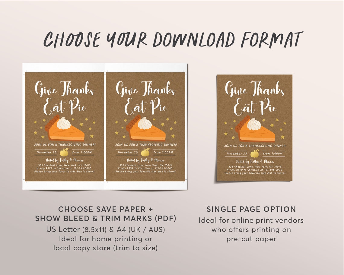 Thanksgiving Dinner Party Invitation Editable Template - Etsy