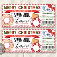Printable SWIMMING LESSONS Surprise Reveal Ticket, Gift Voucher ...