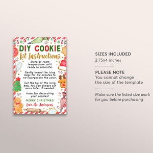 Christmas DIY Cookie Kit Instructions Gift Tag Editable Template ...