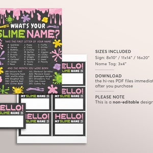 What's Your Slime Name GIRL Poster Printable, Slime Party Game Decor ...