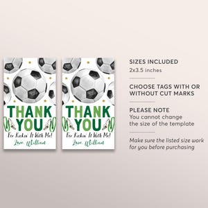 Soccer Birthday Party Favor Tags Editable Template, Soccer Theme Party ...