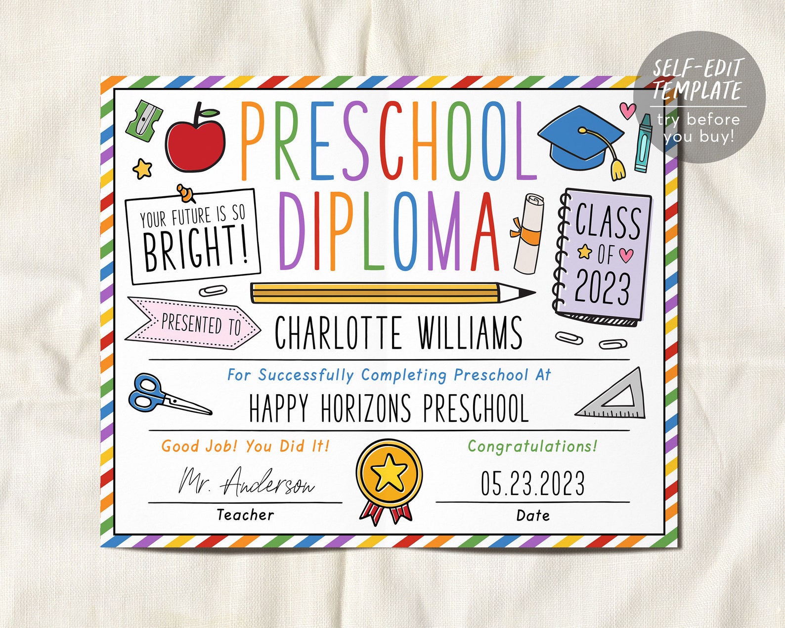 Preschool Graduation Ceremony BUNDLE Editable Template, Pre-k ...